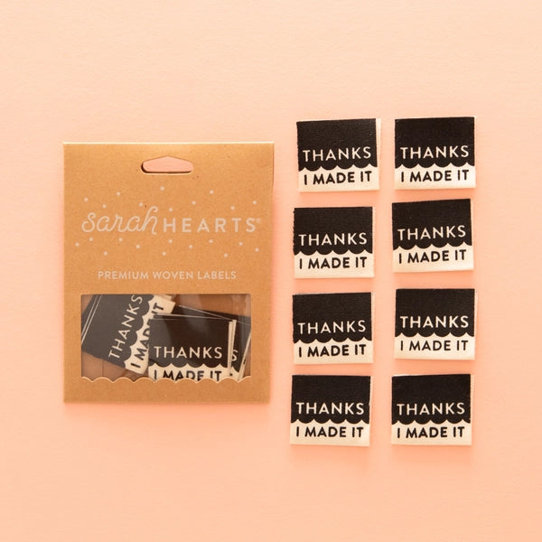 Woven Garment Labels 8-Pack - Thanks I Made It - Black - Thread Count ...