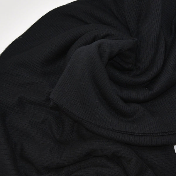 Ribbed Modal Knit - Black - Thread Count Fabrics