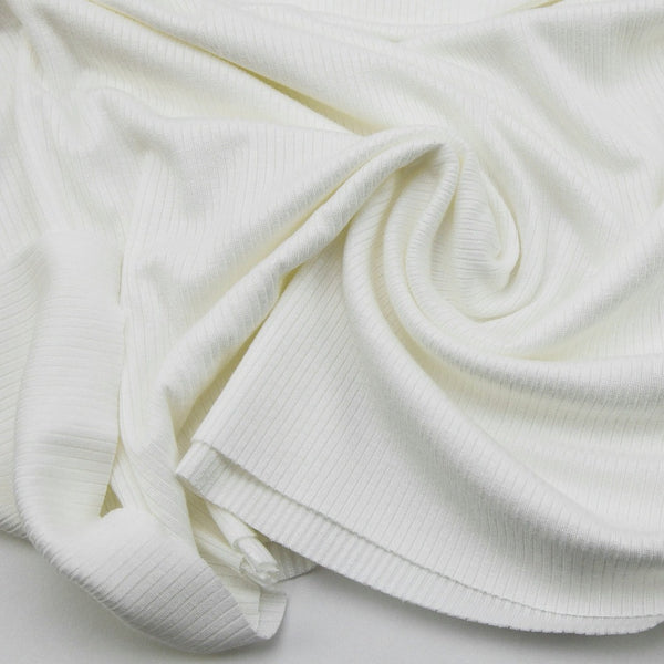 Ribbed Modal Knit - White - Thread Count Fabrics