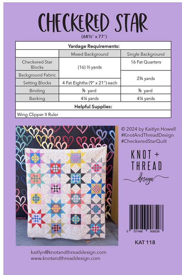 Checkered Star Quilt Pattern - Thread Count Fabrics