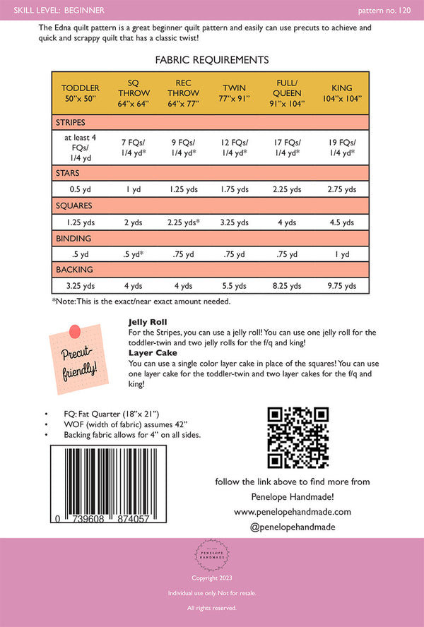 Edna Quilt Pattern - Thread Count Fabrics