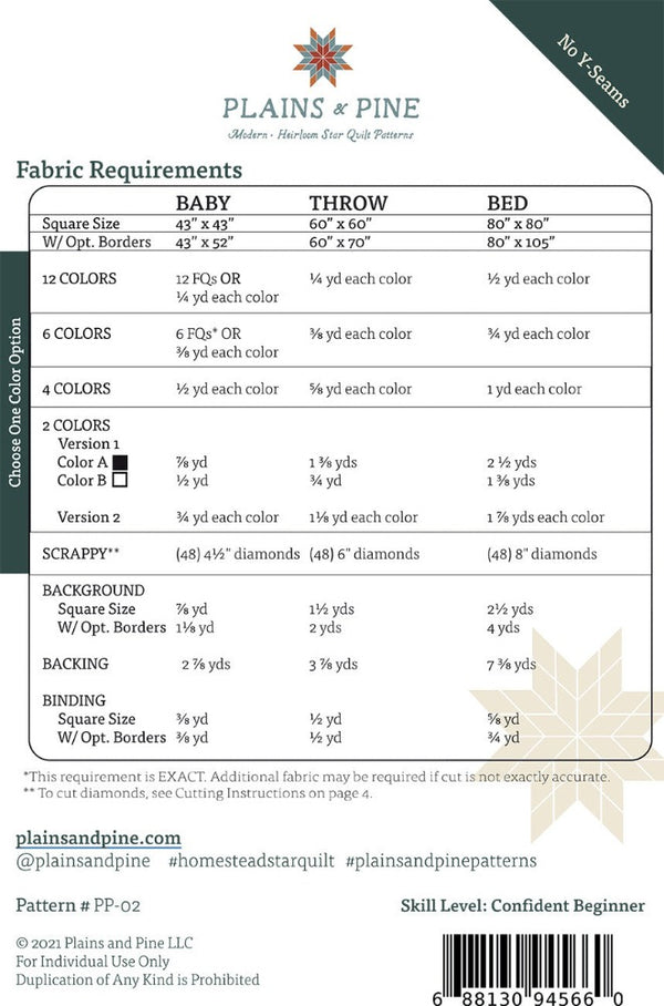 Homestead Star Quilt Pattern - Thread Count Fabrics