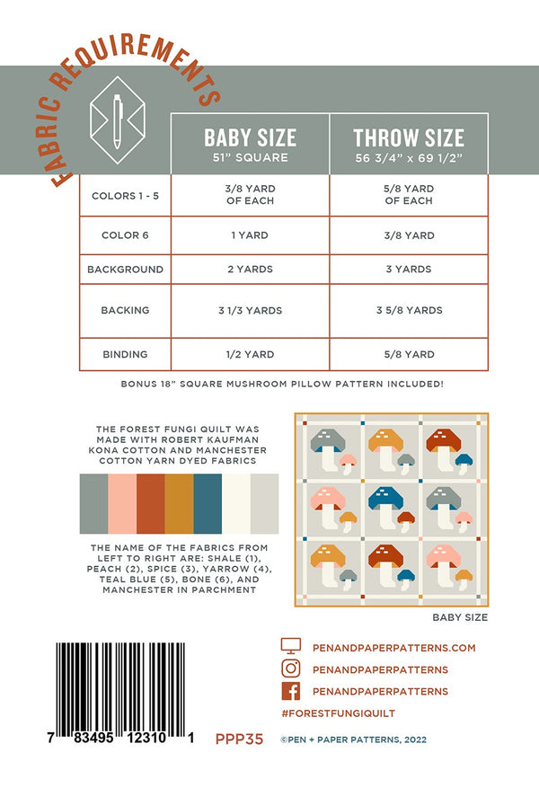 Forest Fungi Quilt Pattern - Thread Count Fabrics