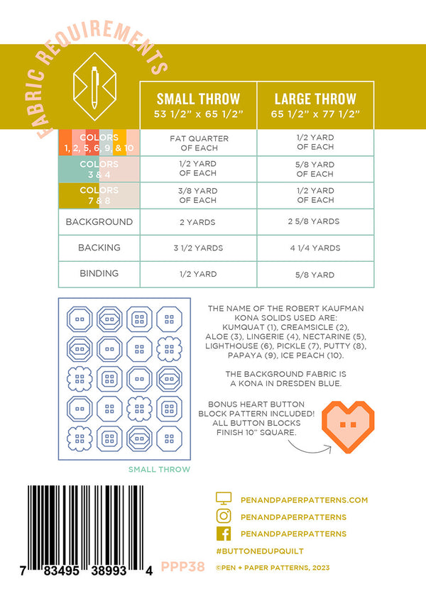 Buttoned Up Quilt Pattern - Thread Count Fabrics