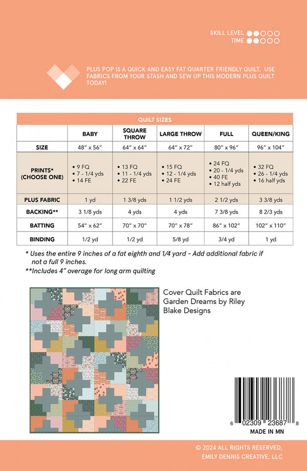 Plus Pop Quilt Pattern - Thread Count Fabrics