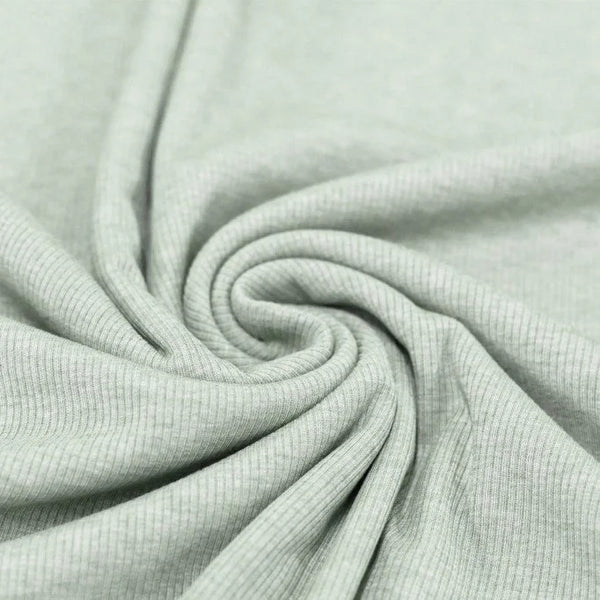 Rib Knit - Green Melange - Thread Count Fabrics