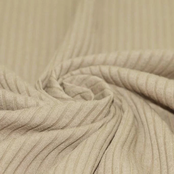 Wide Drop-Needle Rib Knit - Dark Beige - Thread Count Fabrics