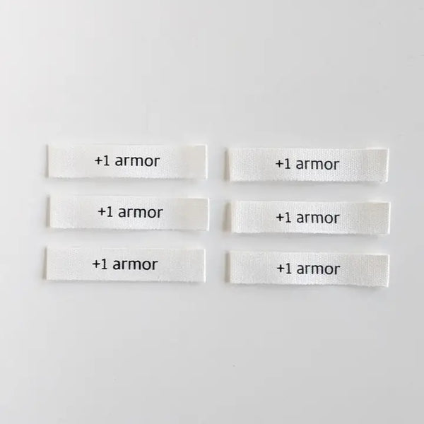 Woven Garment Labels 6-Pack - +1 Armor - Thread Count Fabrics