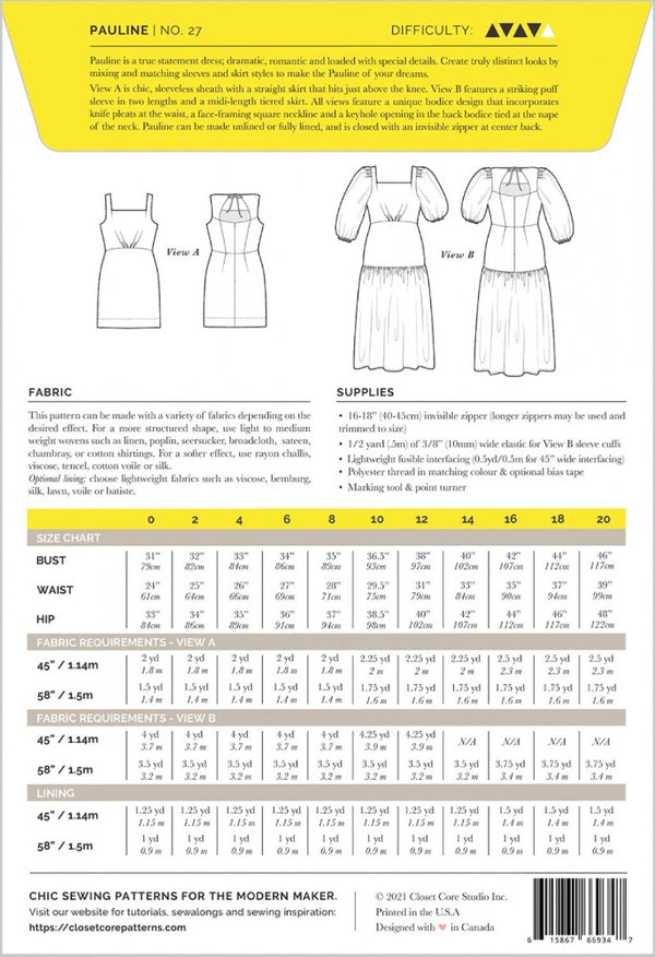 Pauline Dress Pattern - Thread Count Fabrics