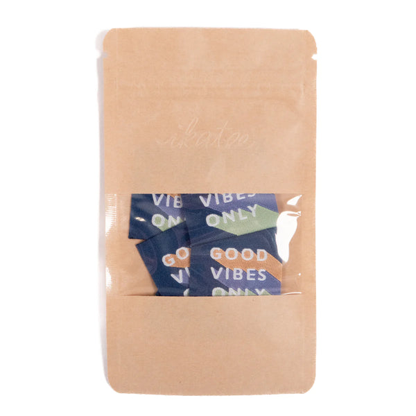 Woven Garment Labels 5-Pack - Good Vibes Only - Thread Count Fabrics