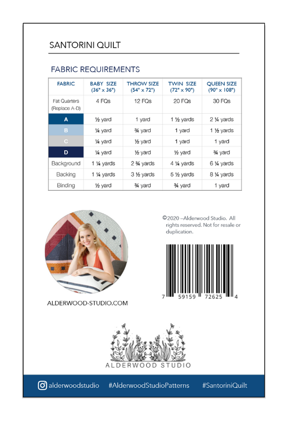 Santorini Quilt Pattern - Thread Count Fabrics