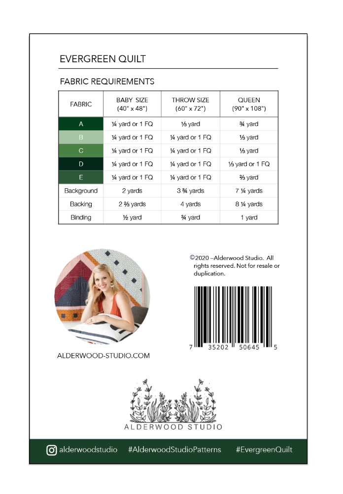 Evergreen Quilt Pattern - Thread Count Fabrics