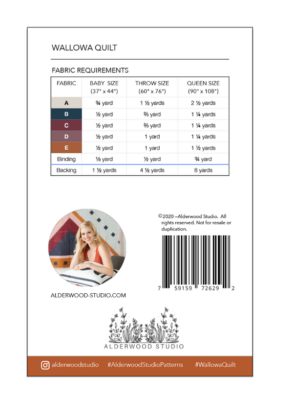 Wallowa Quilt Pattern - Thread Count Fabrics